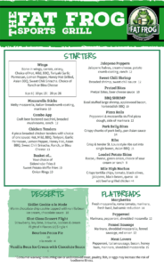 Food Menu – The Fat Frog Sports Grill